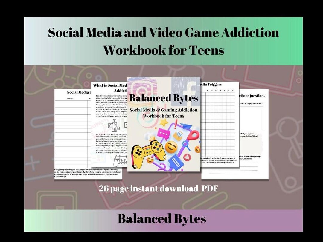 Kids Online Addiction Screen Time Addiction Workbook for Teens With ...