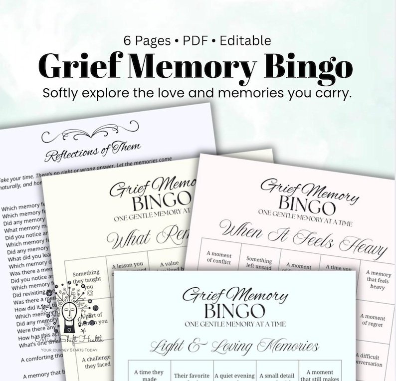 Grief Memory Bingo – Bereavement Reflection Activity (PDF Editable) - Etsy