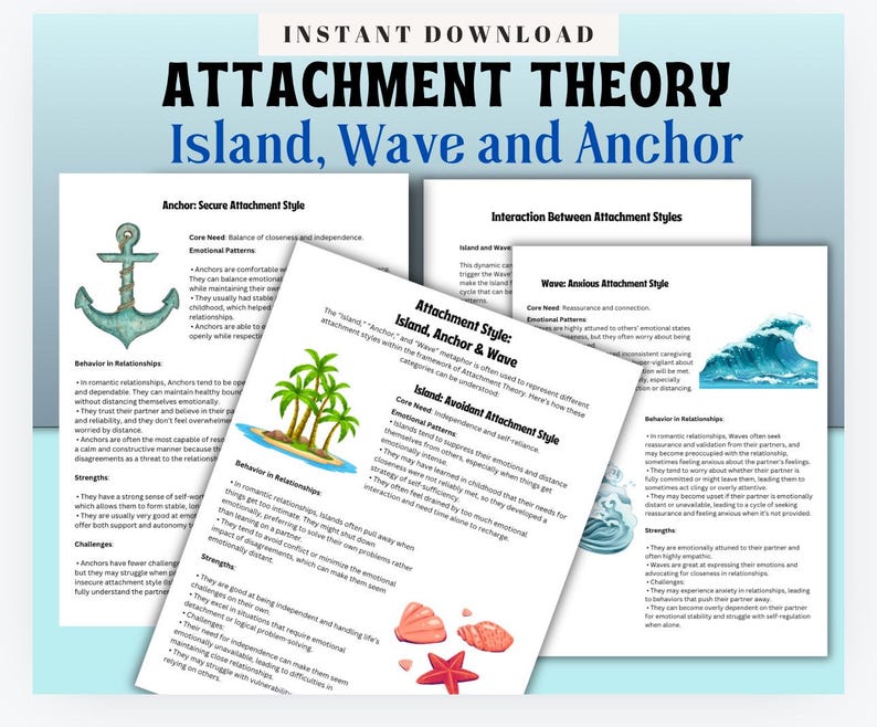 Attachment Styles Guide: Island, Wave, Anchor Metaphors (PDF Download ...