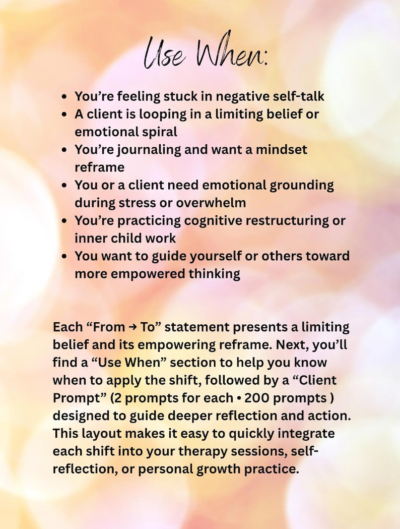 Therapeutic Perspective Shifts Cognitive Reframing Tool Mental Health ...