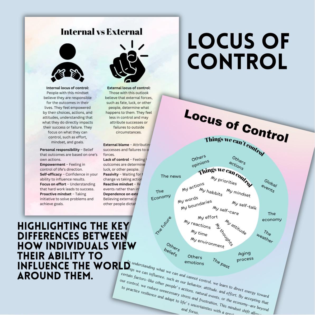 Locus of Control Internal Vs External Client Handout for Group Discussion Therapy Tool ...