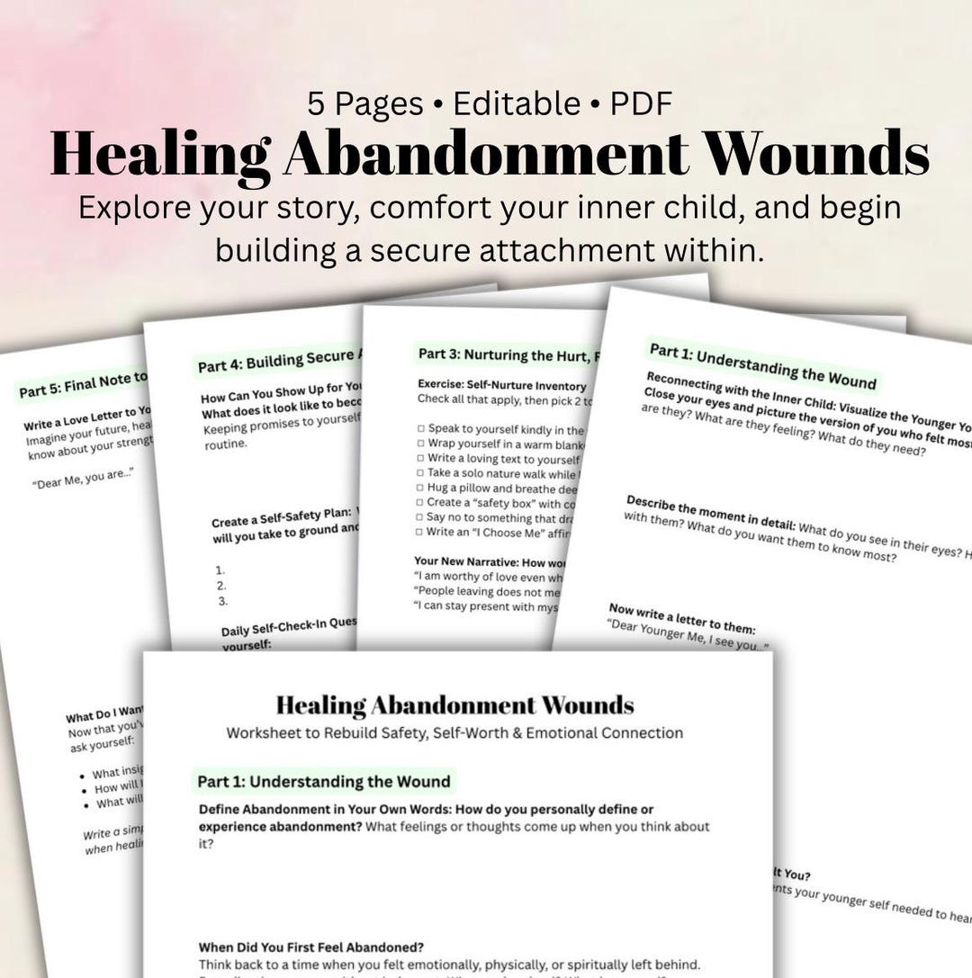 Healing Abandonment Wounds Worksheet Inner Child Journal Prompts Self ...