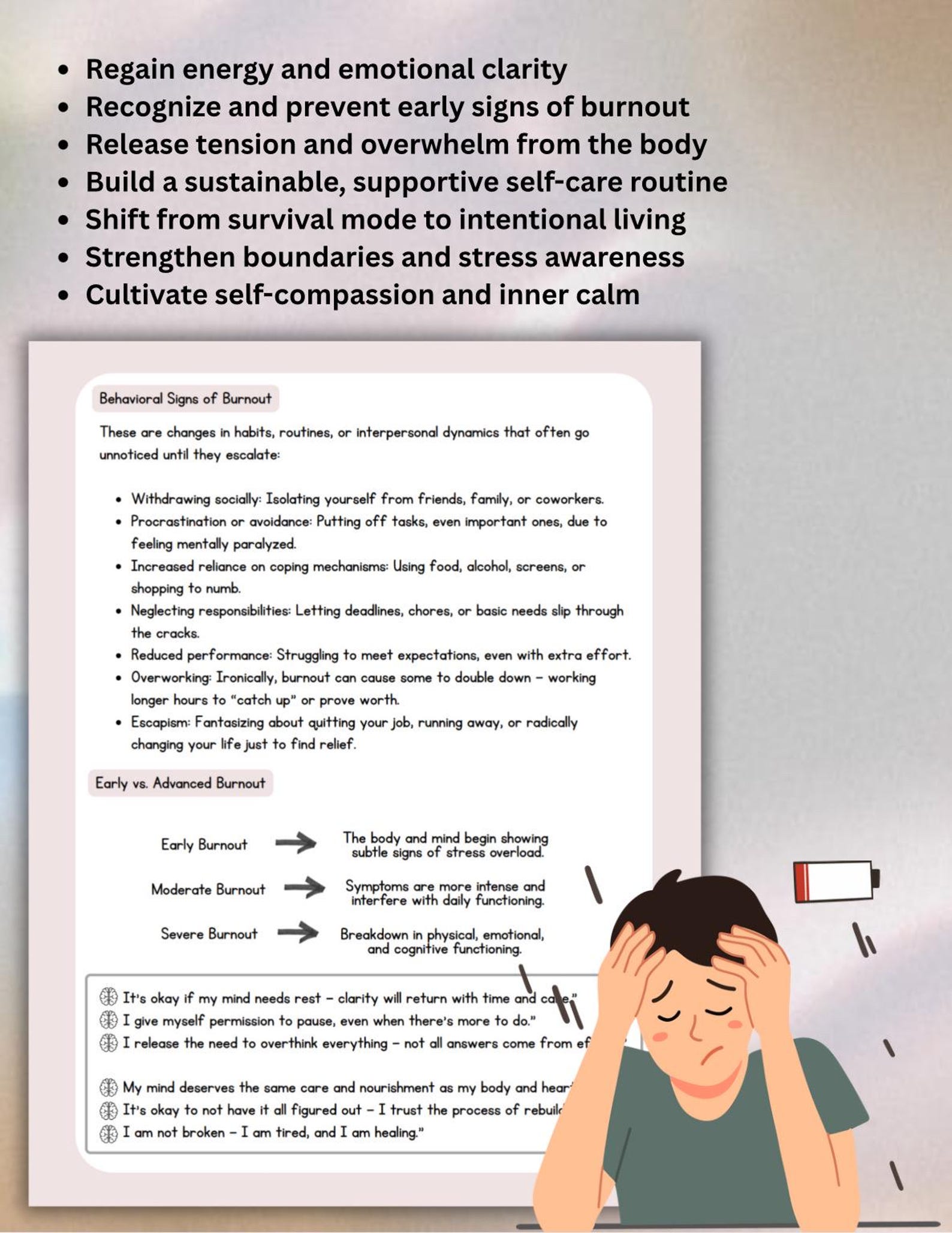Burnout Recovery Blueprint Self-care Guide With Prompts Affirmations ...
