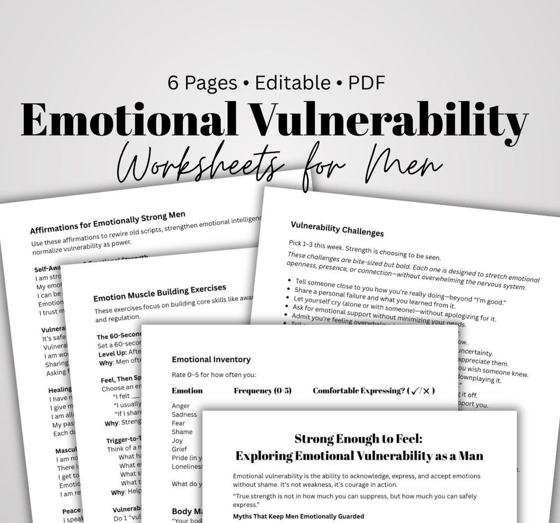 Men's Emotional Vulnerability Workbook: Self-discovery & Mental Health ...