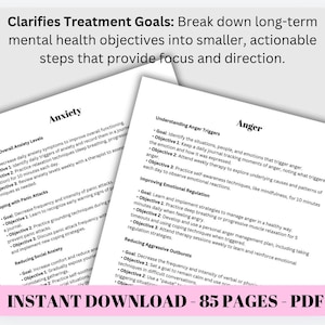 Therapy Goal Setting: Treatment Plans & Objectives (85 Pages) (PDF) - Etsy