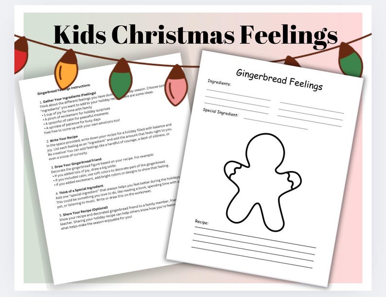 Christmas Feelings Activity Pages: Kids Holiday Worksheets (PDF) - Etsy