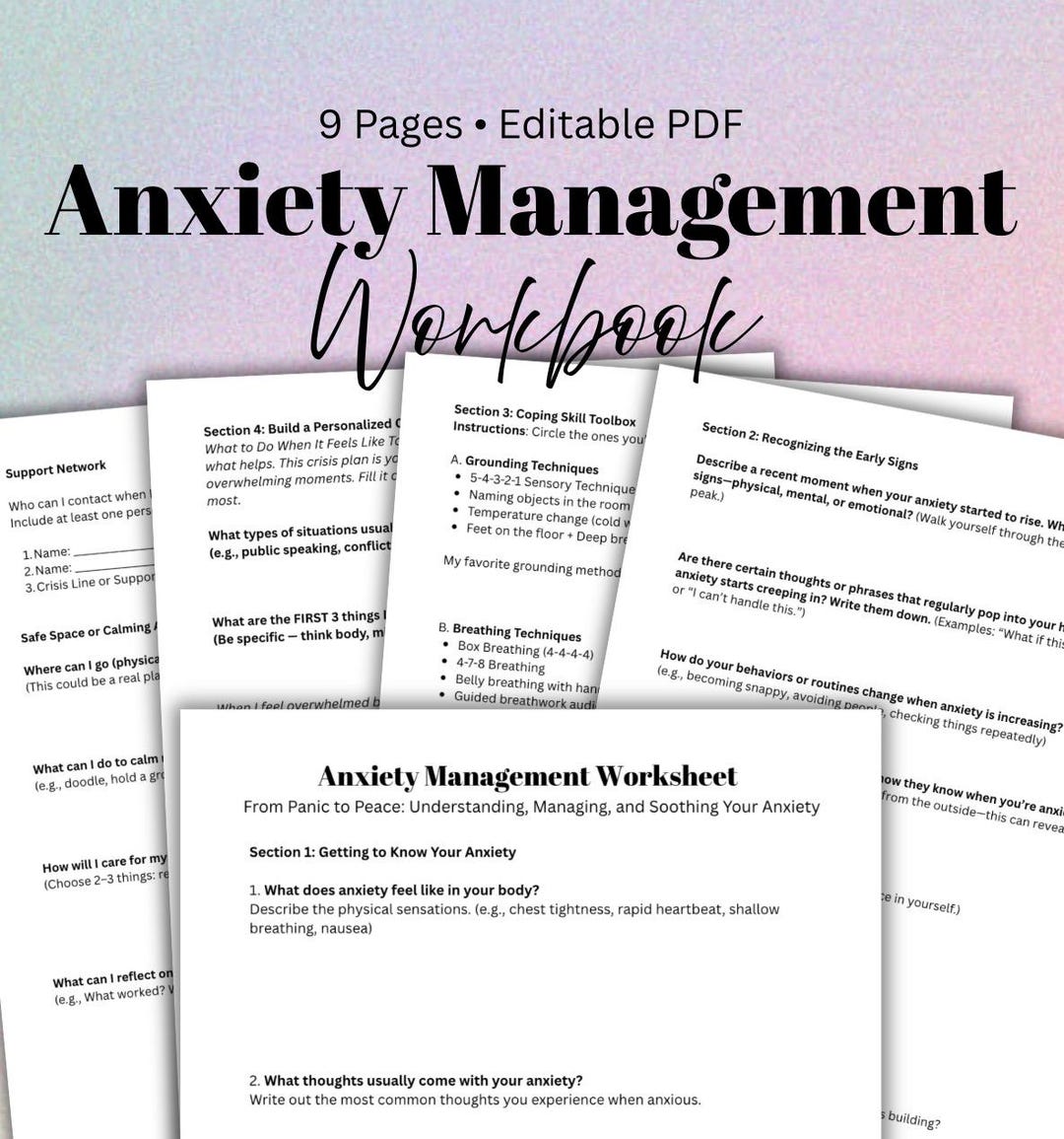 Anxiety Management Workbook: Coping Skills, Mental Health Journal ...