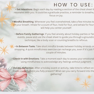 Christmas Mindfulness Cheat Sheet Anxiety and Holiday Stress Therapy ...