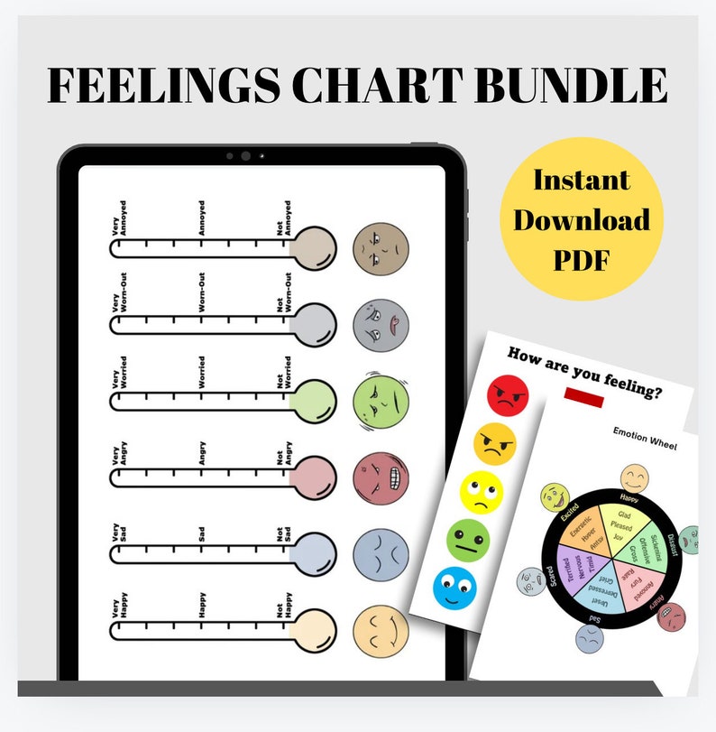 Kids Feelings Chart Bundle: Social Emotional Learning (PDF Printable ...