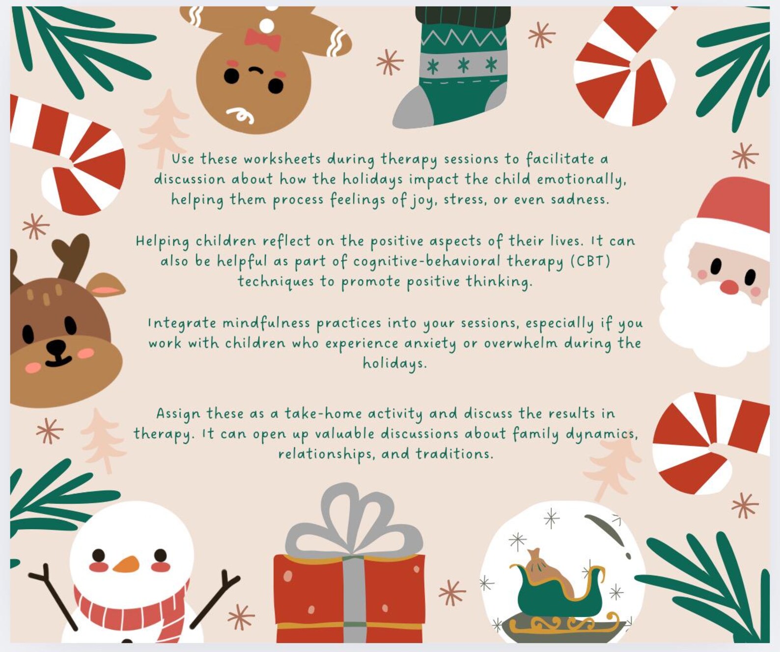 Kids Christmas Therapy Worksheets: Emotional Check-in Activities ...