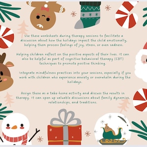 Kids Christmas Therapy Worksheets: Emotional Check-in Activities ...