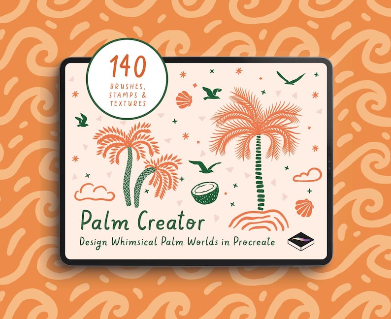 Palm Tree Procreate Brush Set: 140 Tropical Stamps (digital Download ...
