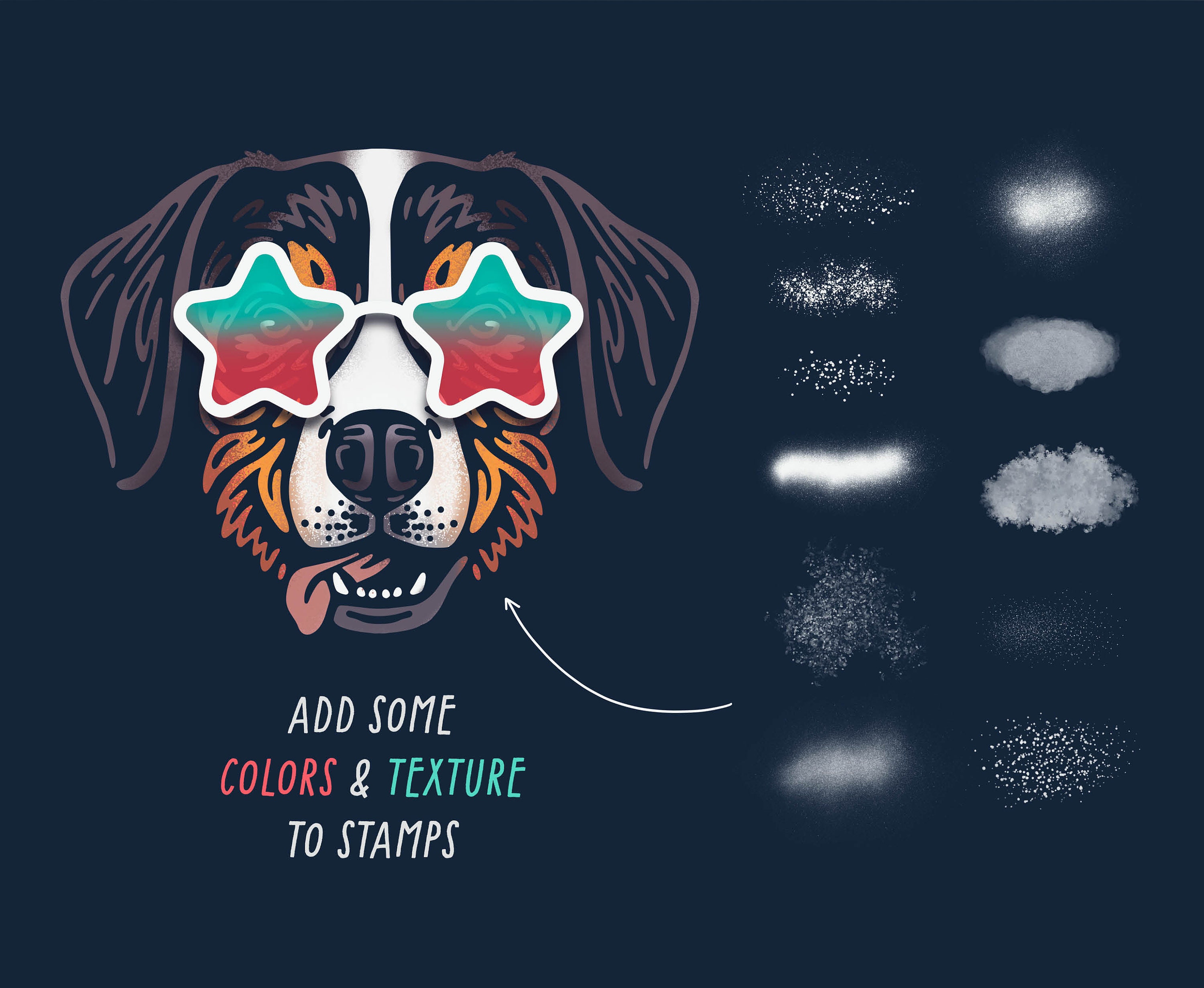 Pet Portrait Procreate Stamp Brushes for Creating Dogs Portraits 33 Dog ...