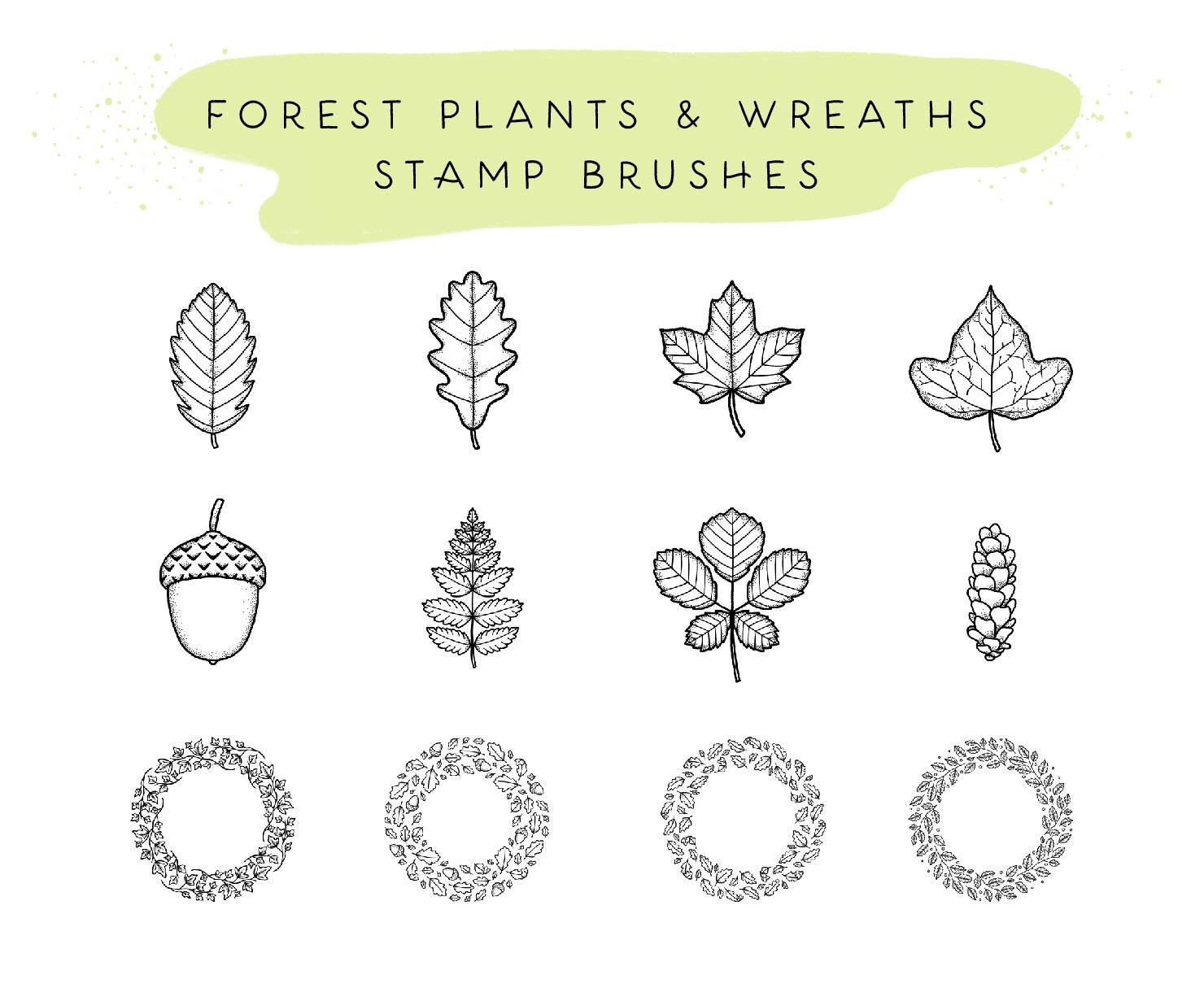 Forest Animals Plants and Wreaths Stamp and Paint Brushes for | Etsy