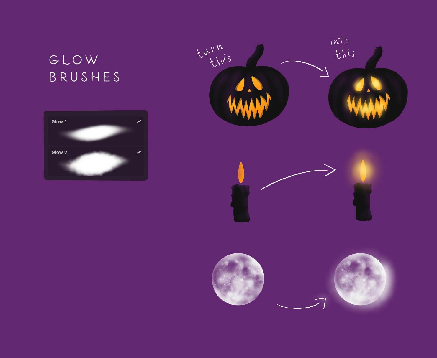 Halloween Procreate Stamp Set – 100+ Brushes With Pumpkins, Bats ...