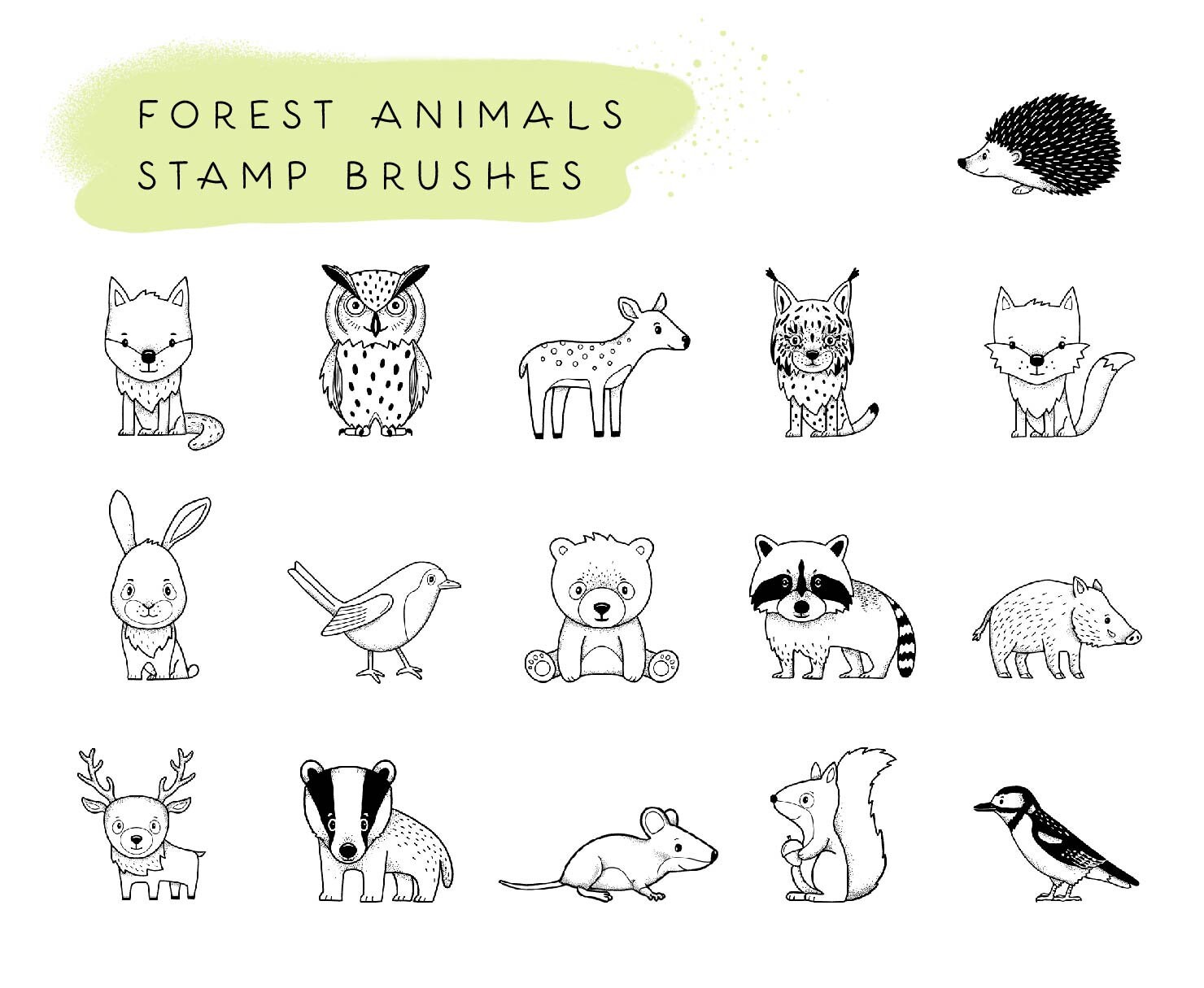 Forest Animals Plants and Wreaths Stamp and Paint Brushes for | Etsy