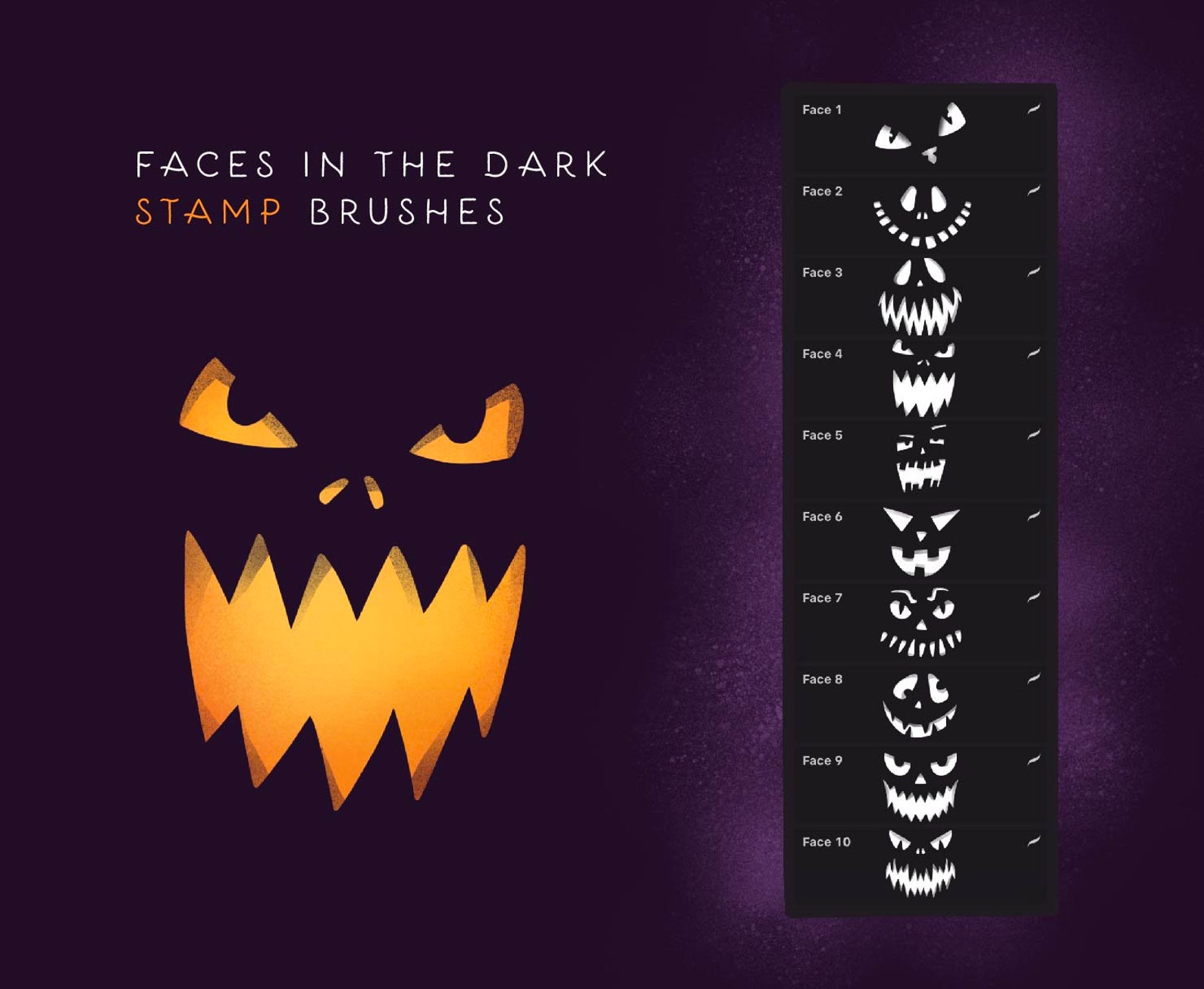 Halloween Procreate Stamp Set – 100+ Brushes With Pumpkins, Bats ...