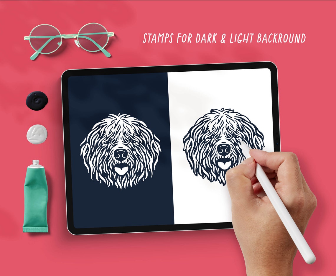 Pet Portrait Procreate Stamp Brushes for Creating Dogs Portraits 33 Dog ...