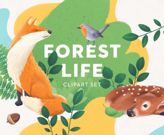 Forest Life Clipart Set Cute Illustrations to Mix and Match | Etsy