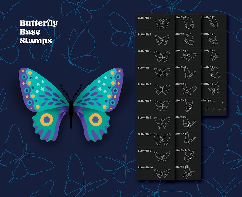 Procreate Butterfly Creator Set – 100+ Brushes and Stamps With ...