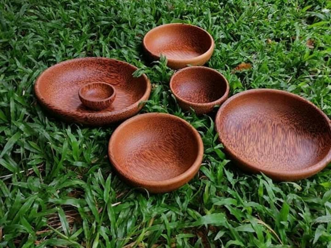 Coconut Wood Plates, Sizes of 7,curry Bowl, Coconut Bowl, Home Decor ...