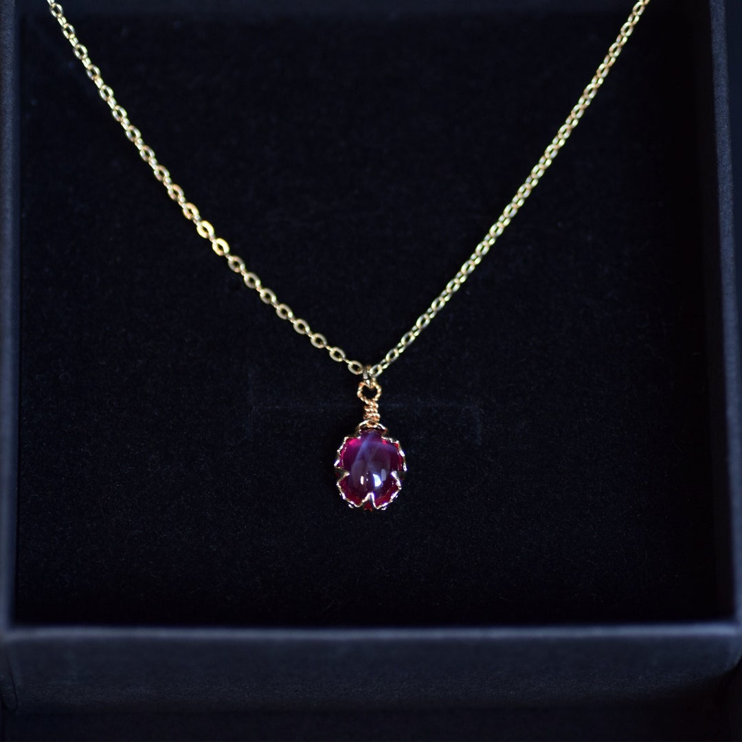 Star Ruby Necklace for Women,birthstone Necklace,dainty Gemstone ...