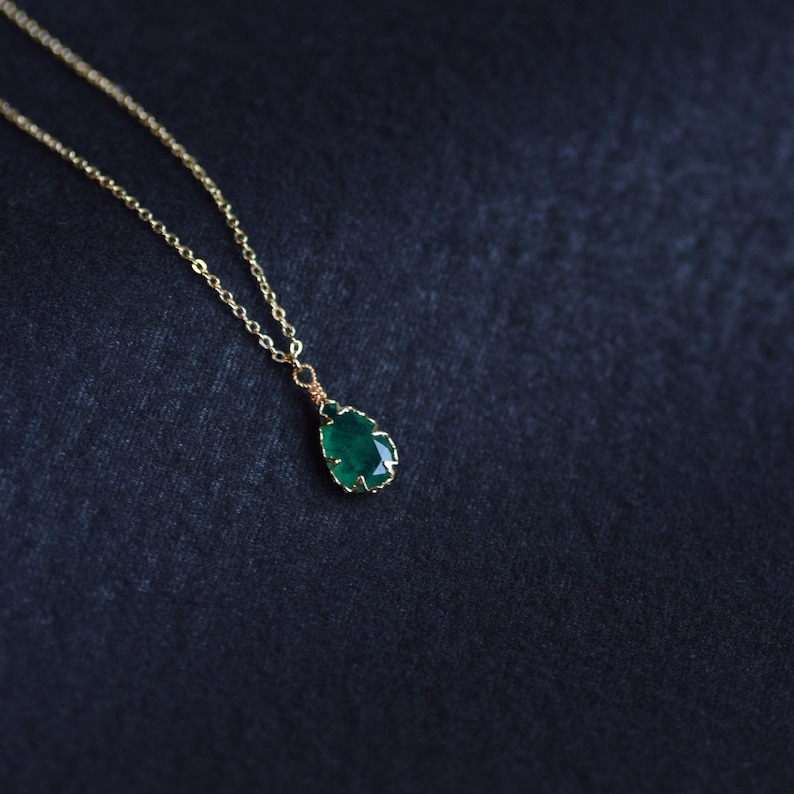 Collier vert émeraude de laboratoire, collier pendentif en pierre de ...