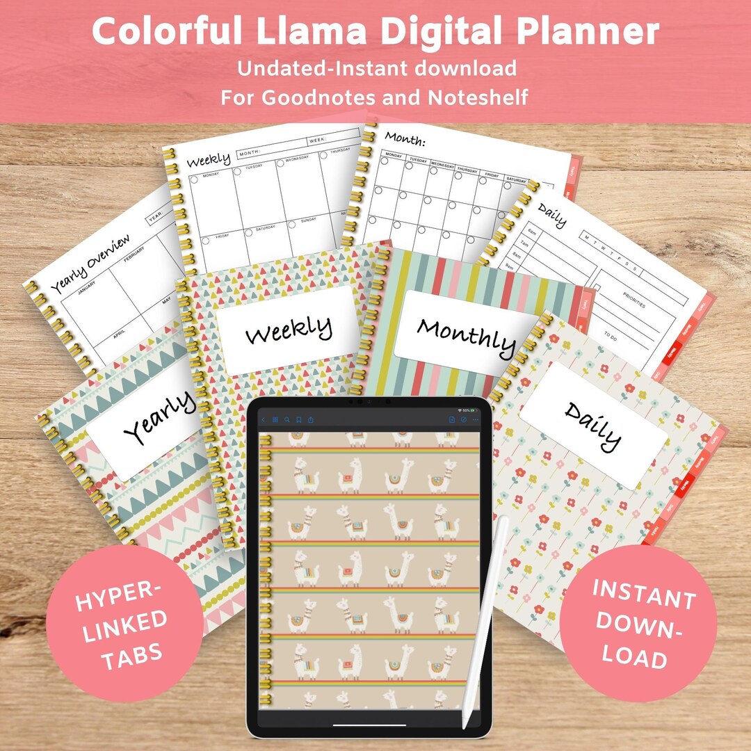 Llama Digital Planner for Ipad, Goodnotes, Noteshelf - Etsy