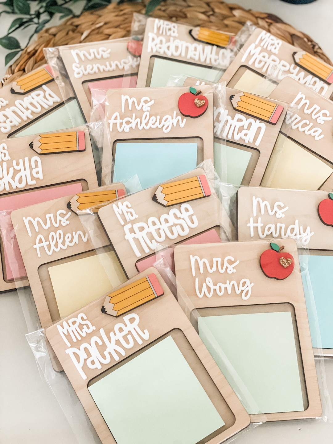 Teacher Sticky Note Holder, Personalized Teacher Gift, Teacher ...