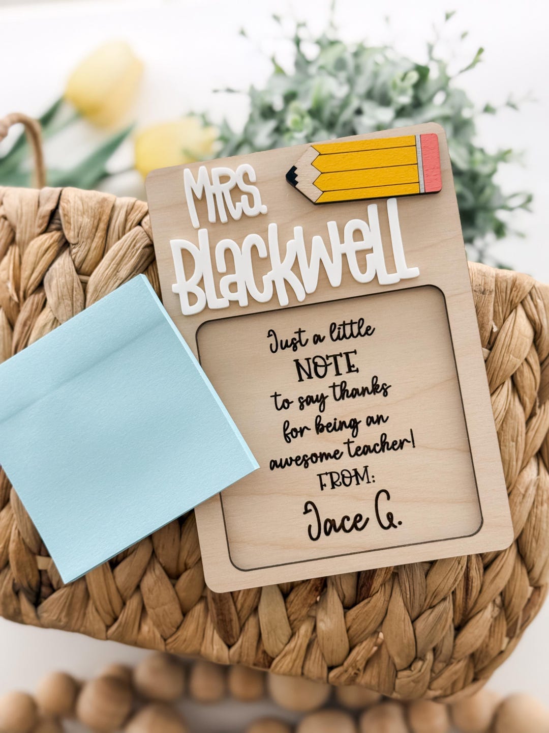 Teacher Appreciation Gift, Personalized Teacher Gift, Note Pad Holder ...