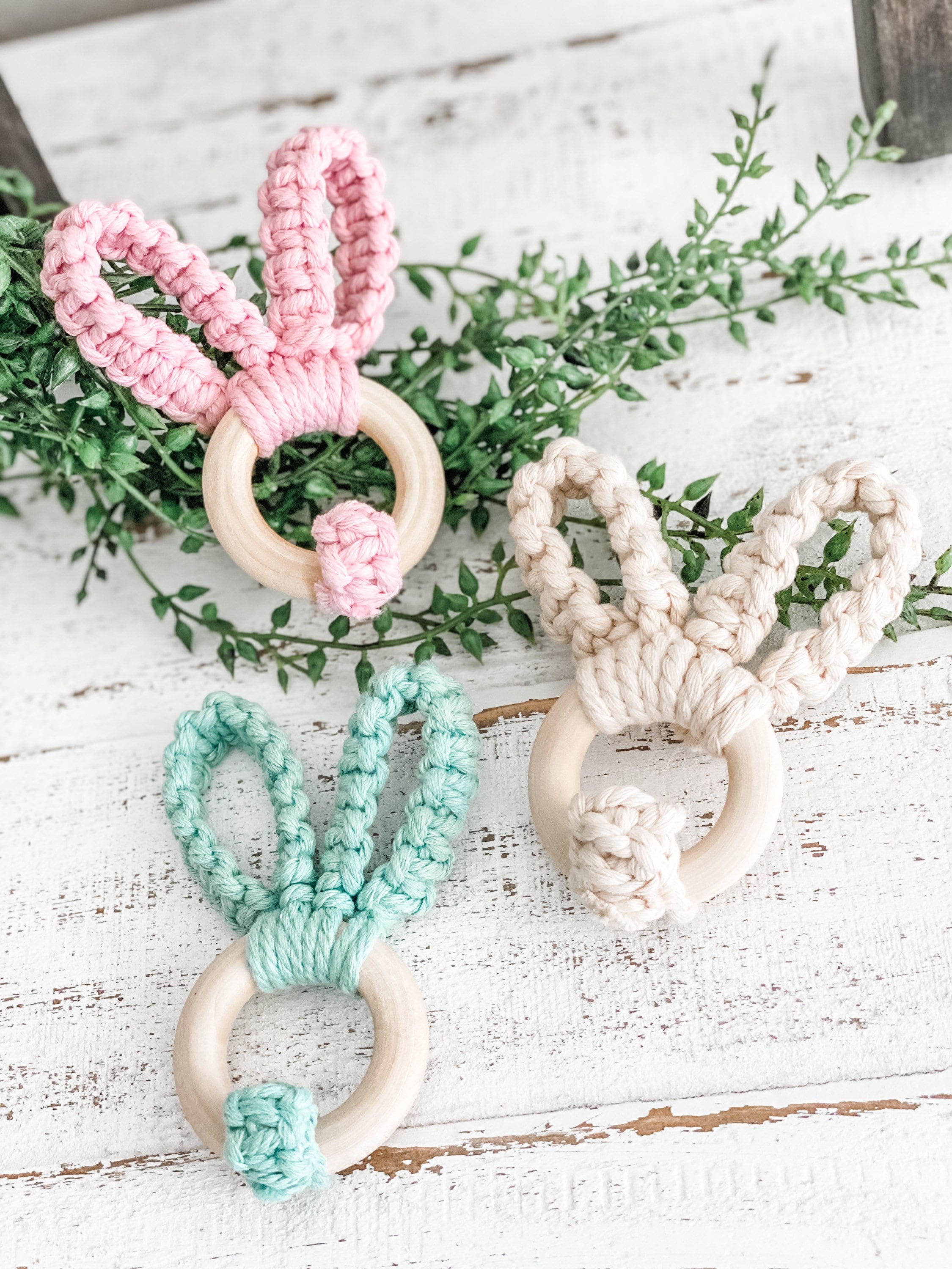 Set of 3 bunny macrame decor Easter macrame decor rabbit | Etsy