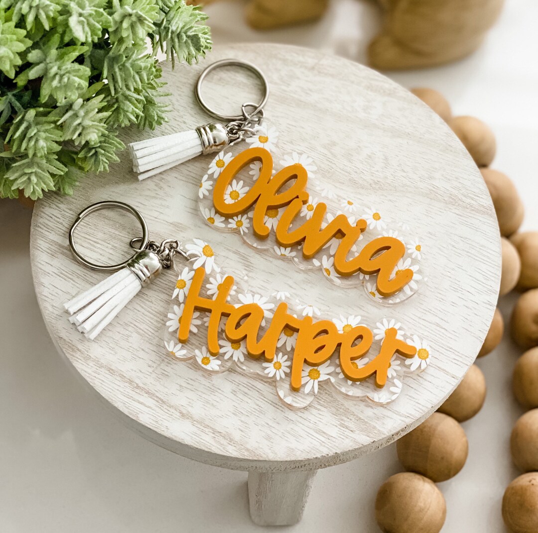Personalized Keychain, Custom Nametag, Boho Baby, Bridesmaid, Kids Name ...