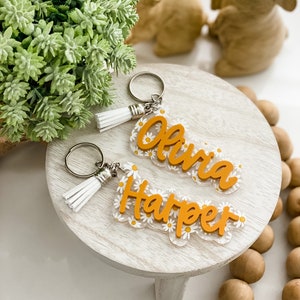 Personalized Keychain, Custom Nametag, Boho Baby, Bridesmaid, Kids Name ...