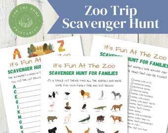 Zoo Scavenger Hunt Bundle Printable Family Zoo Trip Activity Digital ...