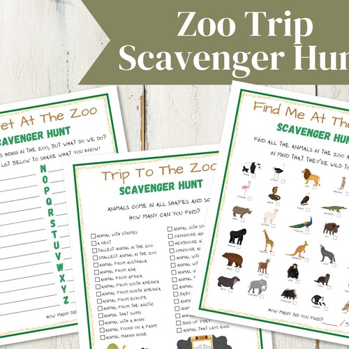 Zoo Scavenger Hunt Bundle Printable Family Zoo Trip Activity - Etsy