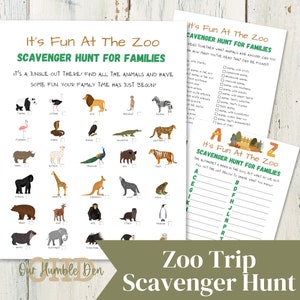 Zoo Trip Activities Printable Scavenger Hunt Zoo Trip Family Fun Games ...