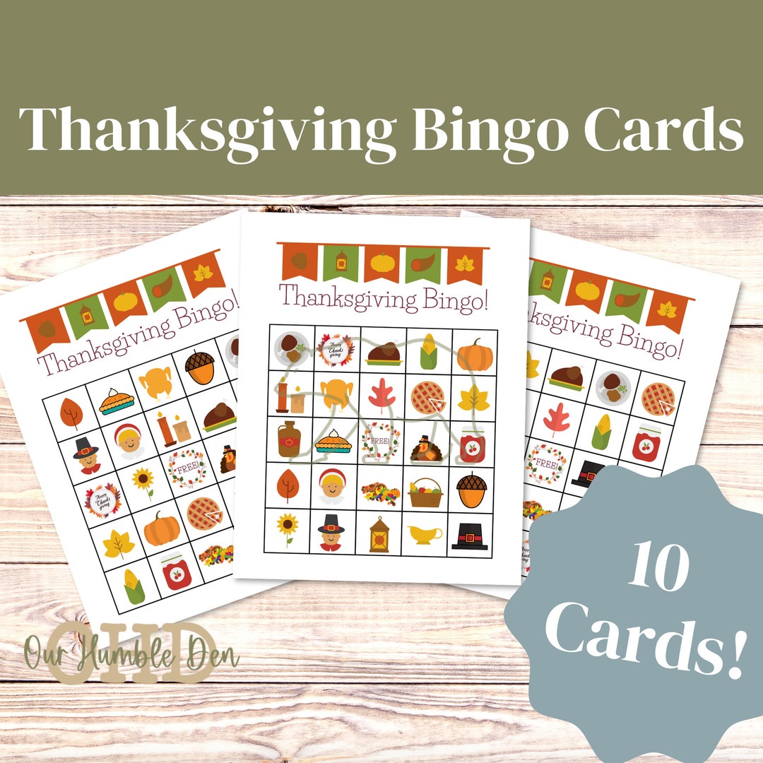 10 Unique Thanksgiving Bingo Cards, Printable Thanksgiving Bingo ...