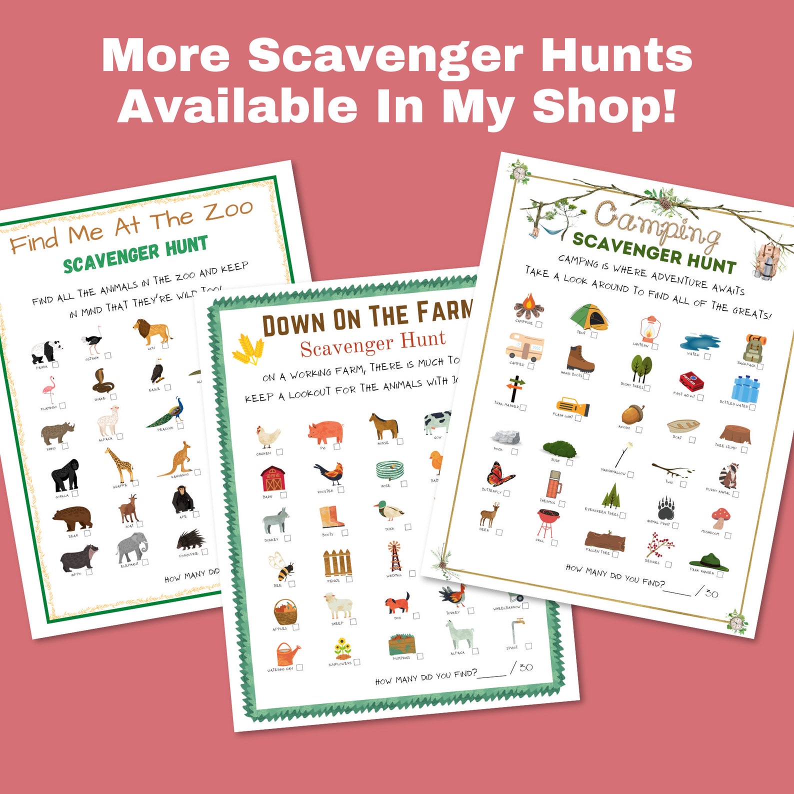 Nature Scavenger Hunt Bundle Printable Outdoor Scavenger Hunt Hiking ...