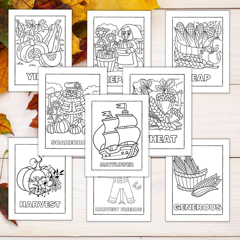 60 Fall Printable Coloring Pages, Autumn Printable Coloring Book for ...