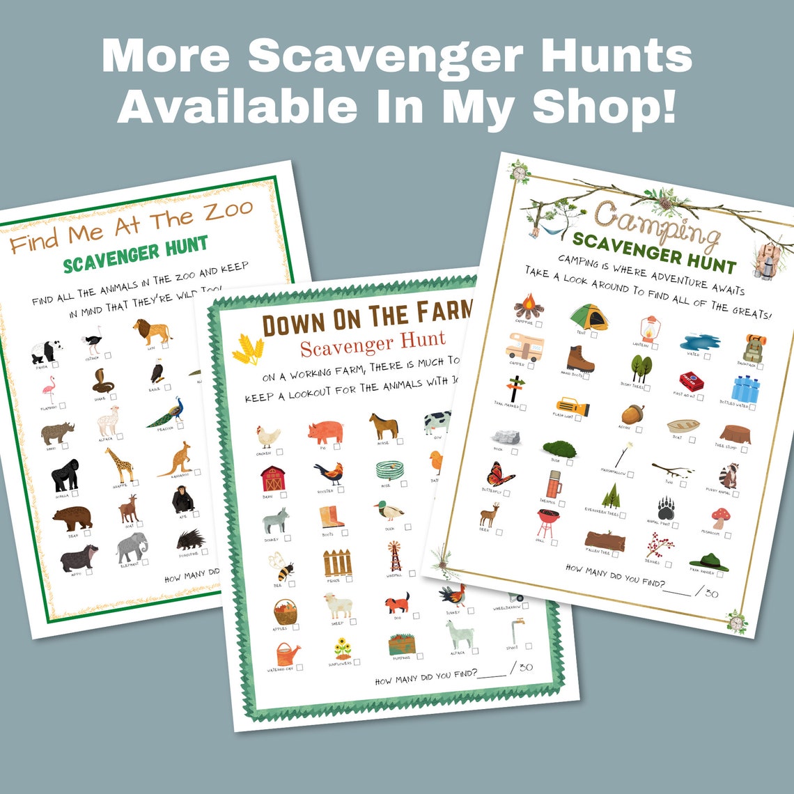 Nature Scavenger Hunt Bundle Printable Outdoor Scavenger Hunt Hiking ...
