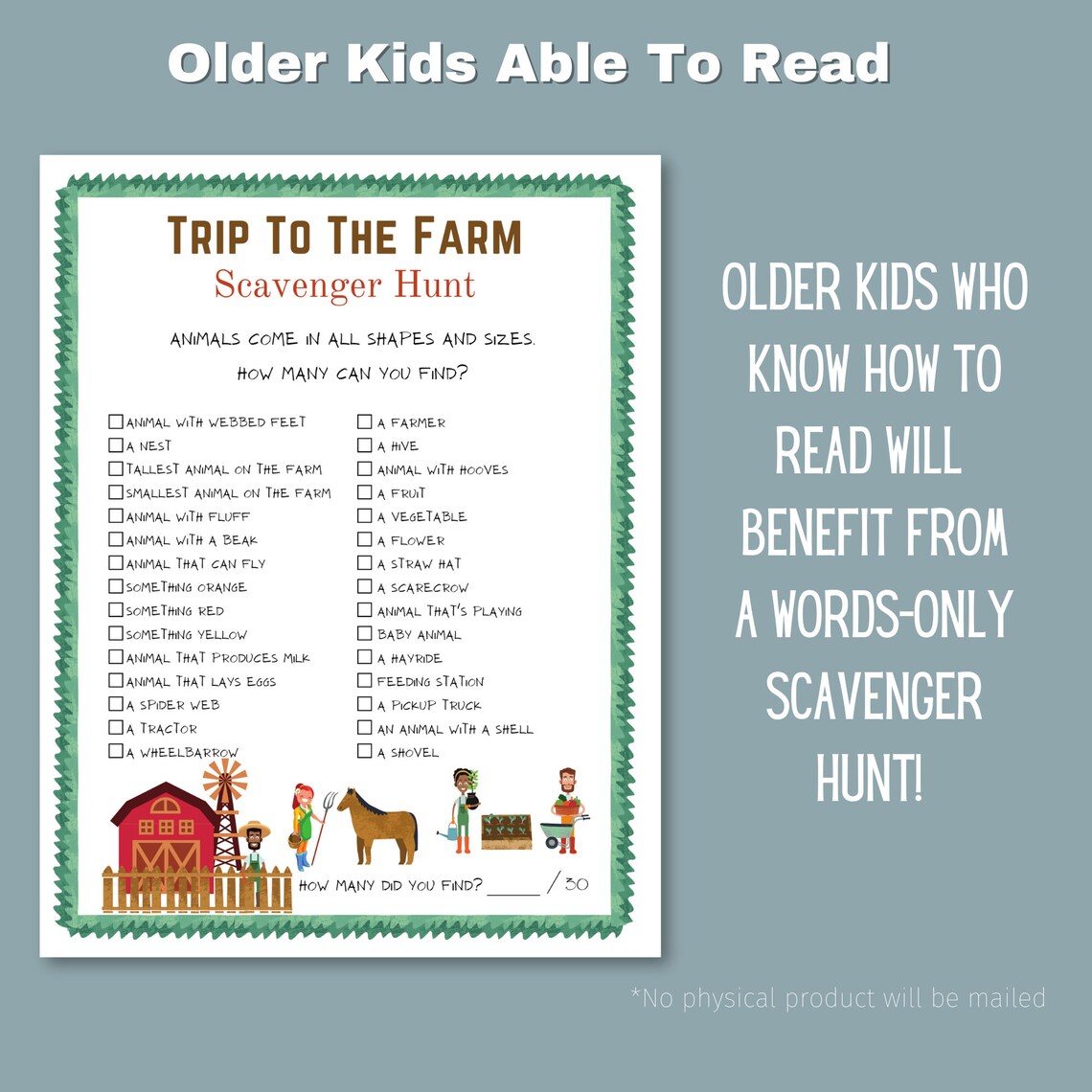 Farm Scavenger Hunt Bundle Printable Family Farm Trip Activity Digital ...