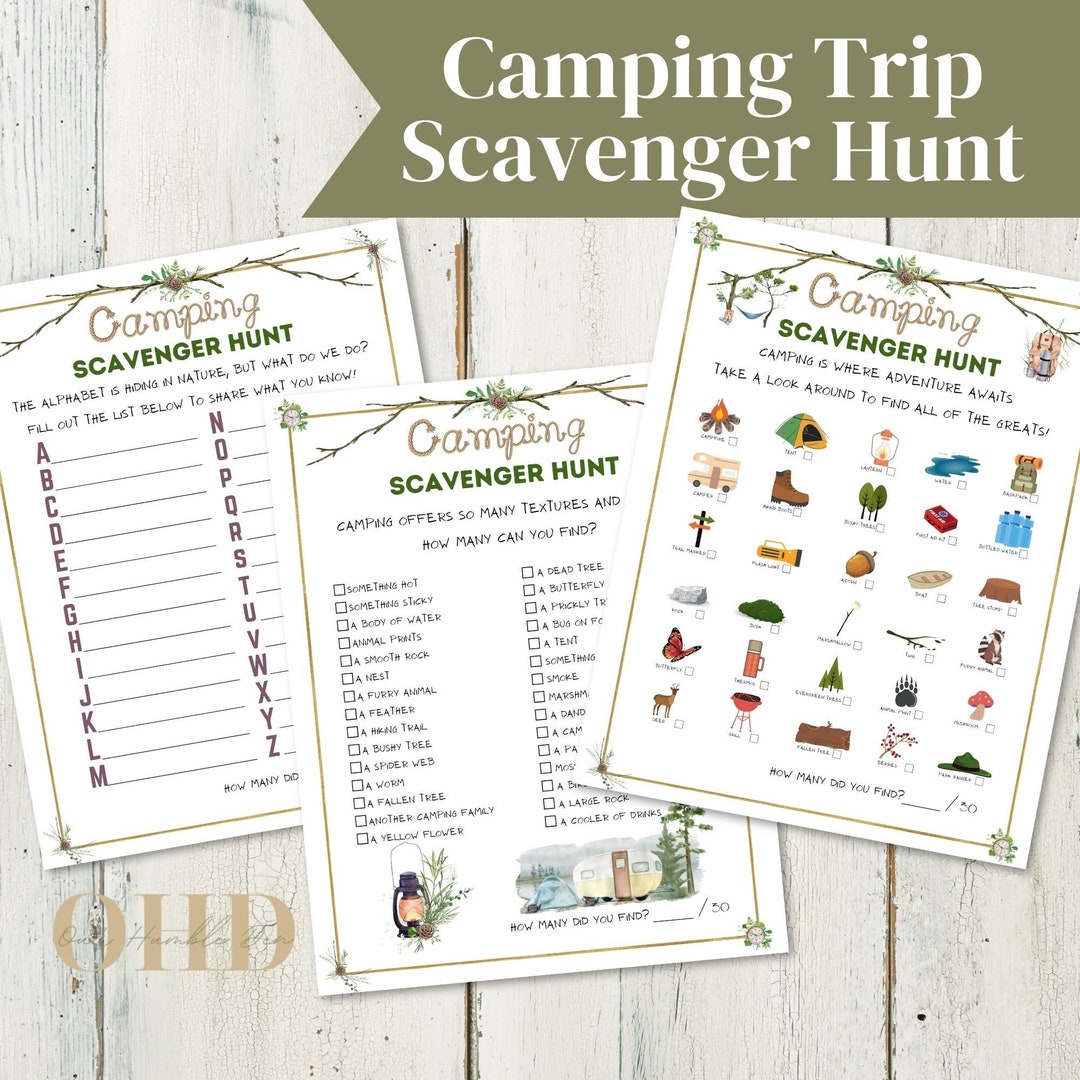 Camping Scavenger Hunt Bundle Printable Outdoor Scavenger - Etsy