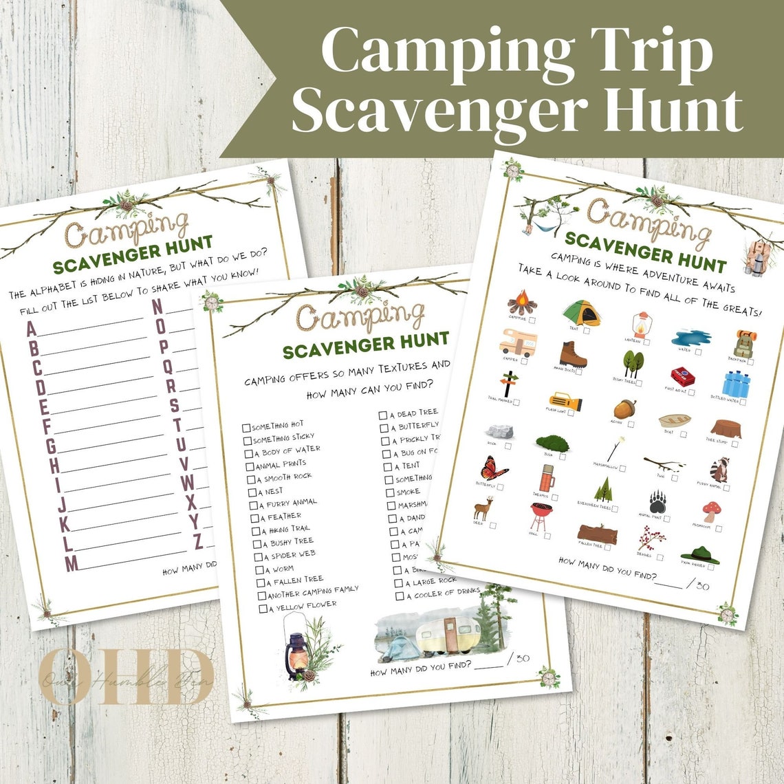 Camping Scavenger Hunt Bundle Printable Outdoor Scavenger - Etsy