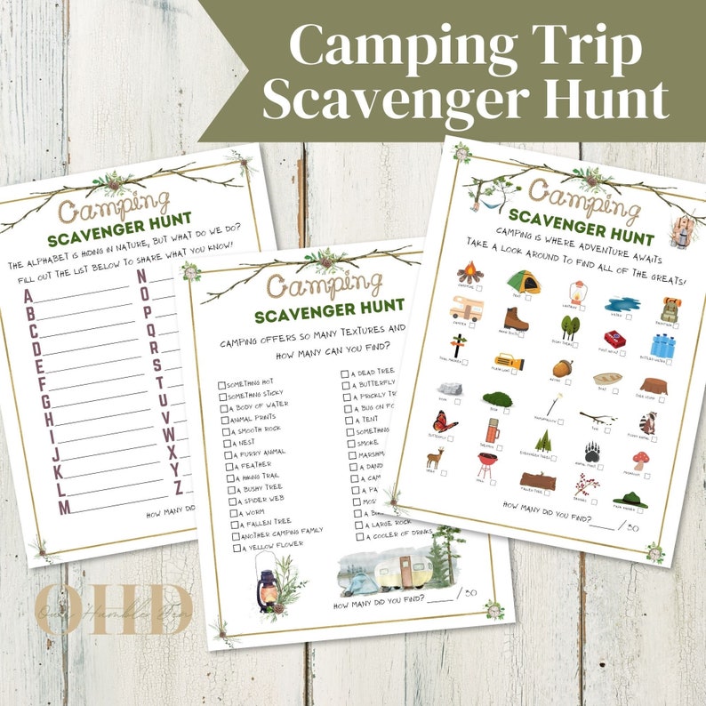 Camping Scavenger Hunt Bundle Printable Outdoor Scavenger - Etsy