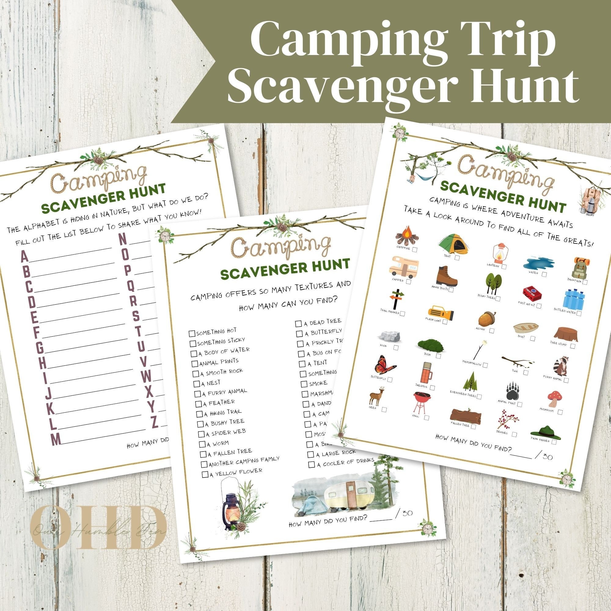 Camping Scavenger Hunt Bundle Printable Outdoor Scavenger - Etsy