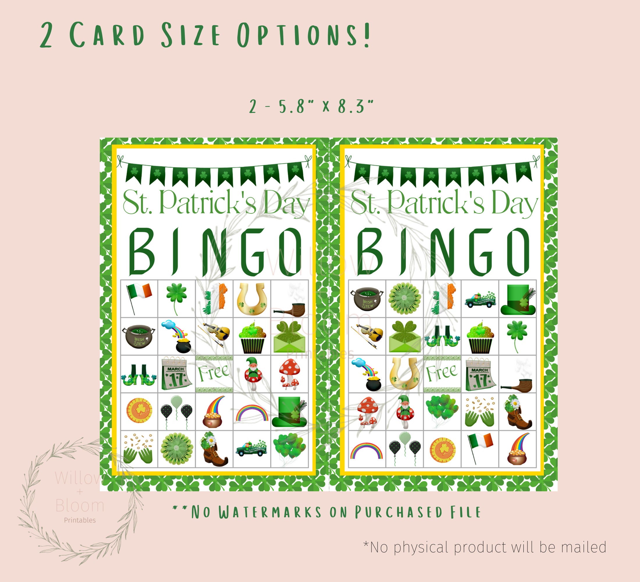 St. Patrick's Day Bingo Cards, St. Patrick's Day Games, St. Patrick's ...