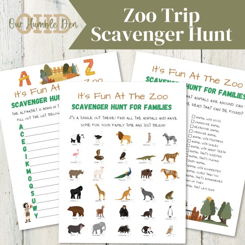 Zoo Scavenger Hunt Bundle Printable Family Zoo Trip Activity - Etsy