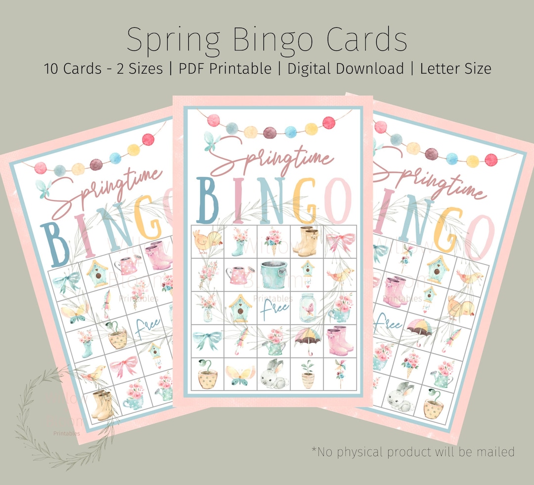 Spring Bingo Cards, Spring Bingo Games, Bingo Games for Kids, Spring ...