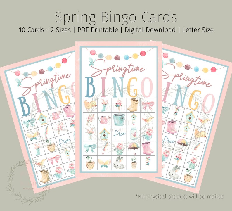 Spring Bingo Cards, Spring Bingo Games, Bingo Games for Kids, Spring ...