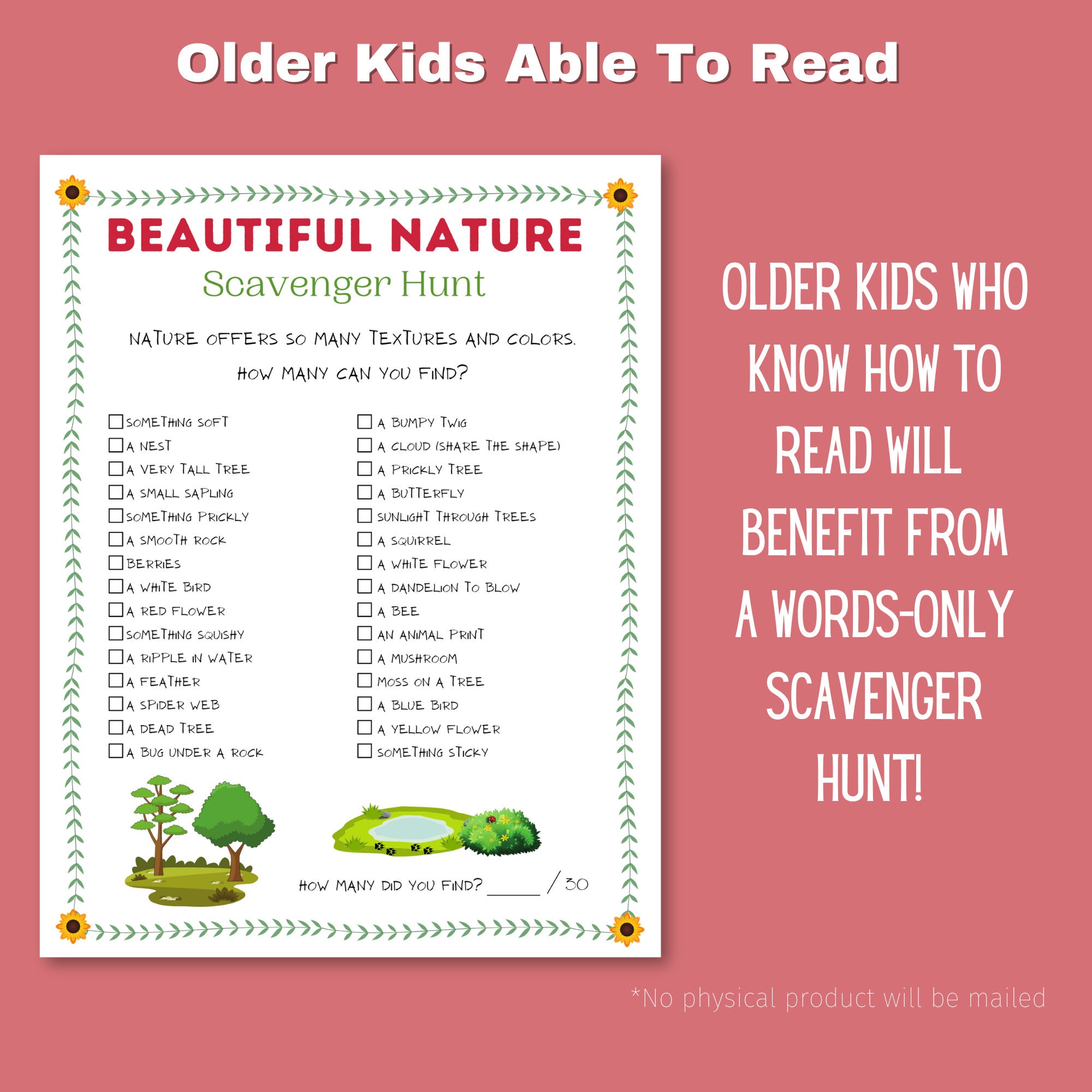 Nature Scavenger Hunt Printable Bundle, Outdoor Kids Activity (digital ...
